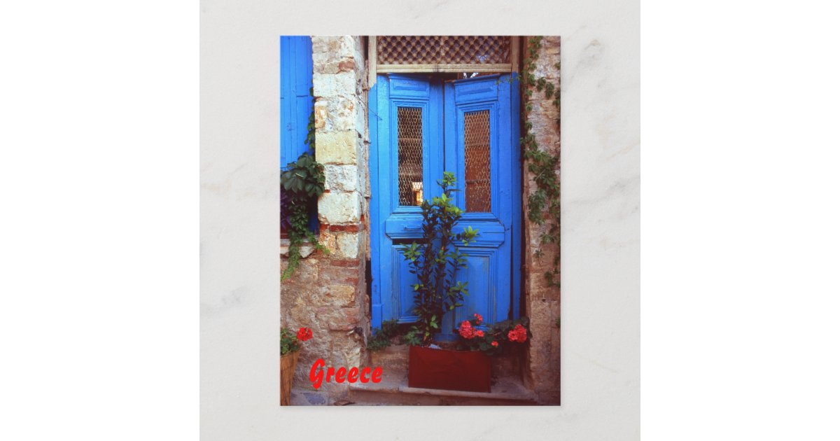 Greek door postcard | Zazzle