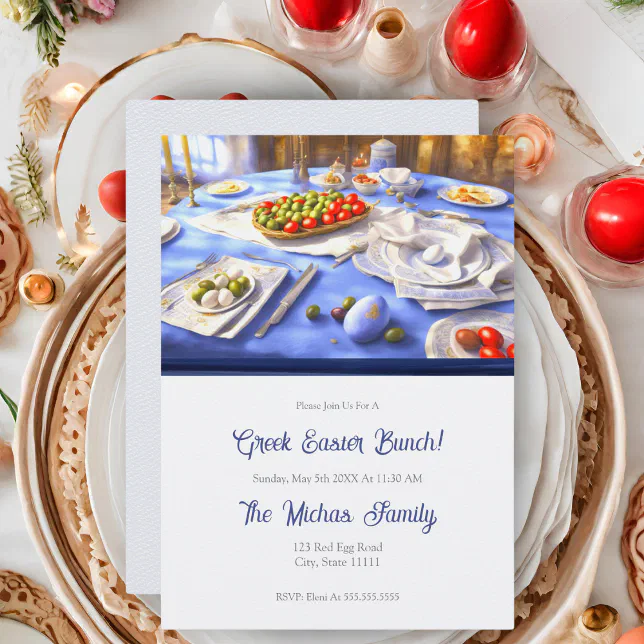 Greek Easter Table Holiday Invitation | Zazzle