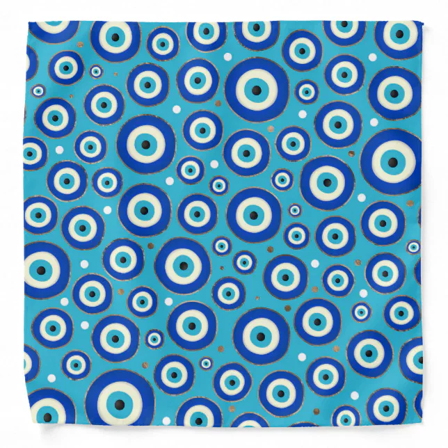 Greek Evil Eye pattern with golden accents Bandana | Zazzle