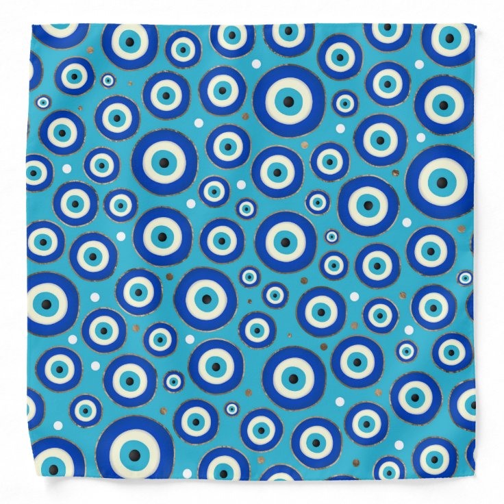 Greek Evil Eye pattern with golden accents Bandana | Zazzle