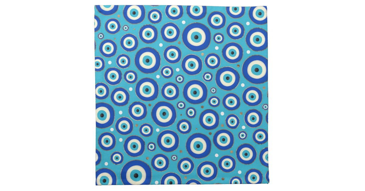 Greek Evil Eye pattern with golden accents Cloth Napkin | Zazzle