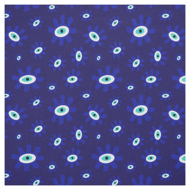 Greek Evil Eye Pattern Fabric | Zazzle
