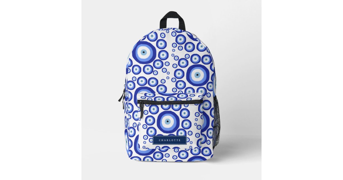 Greek Eye Good Luck Symbol Pattern Name Printed Backpack | Zazzle