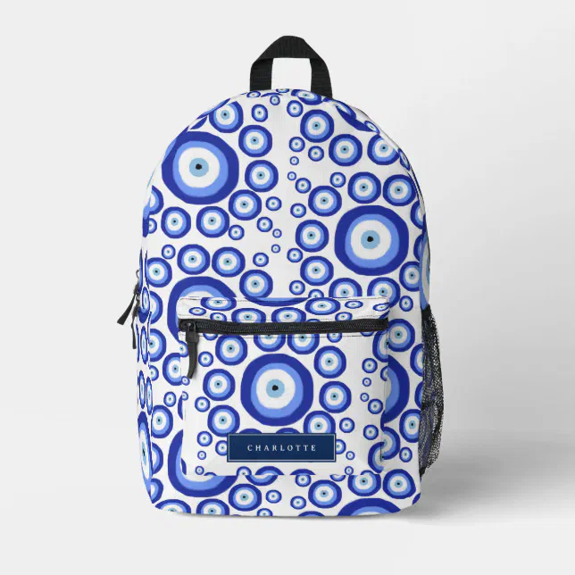 Greek Eye Good Luck Symbol Pattern Name Printed Backpack | Zazzle