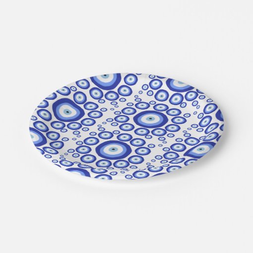 Greek Eye Good Luck Symbol Pattern Paper Plates | Zazzle