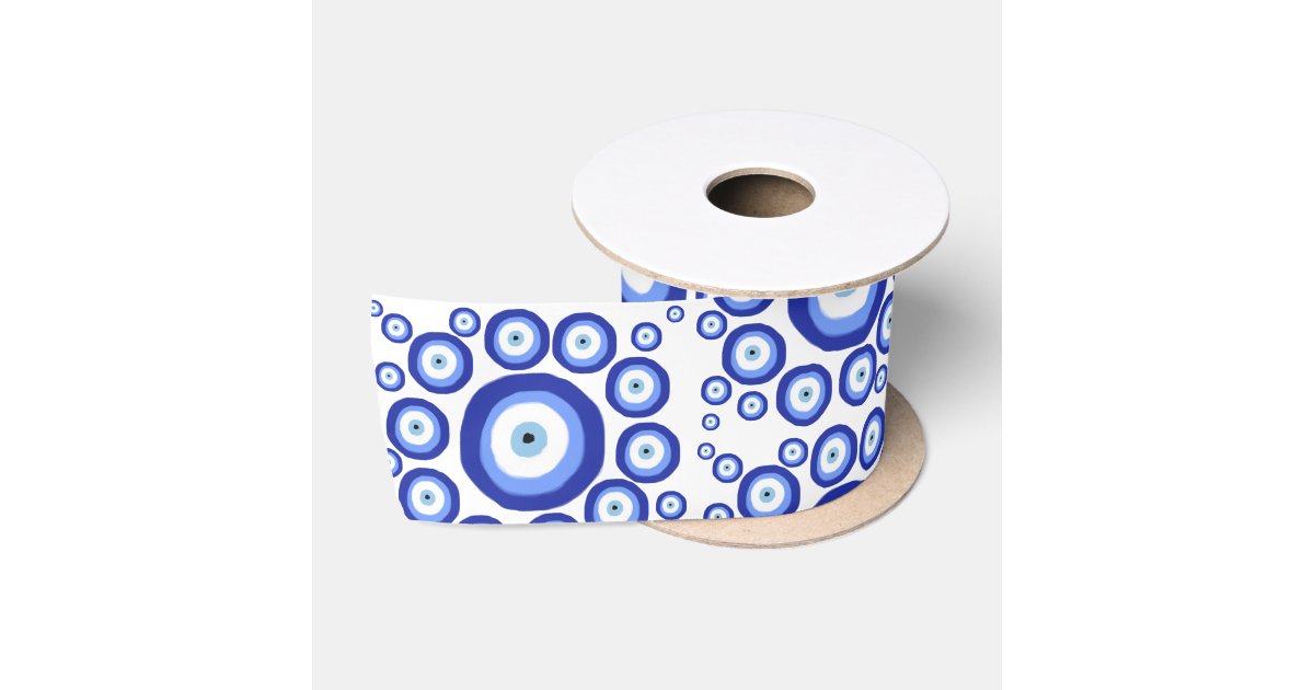Greek Eye Good Luck Symbol Pattern Satin Ribbon | Zazzle