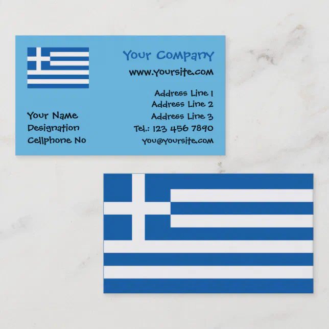 Greek Flag Business Card | Zazzle