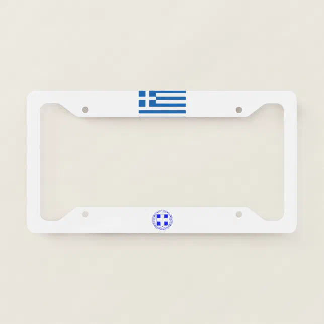 Greek flag-coat arms license plate frame | Zazzle