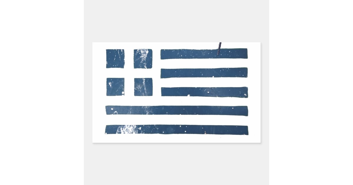 greek flag grunge stencil rectangular sticker | Zazzle