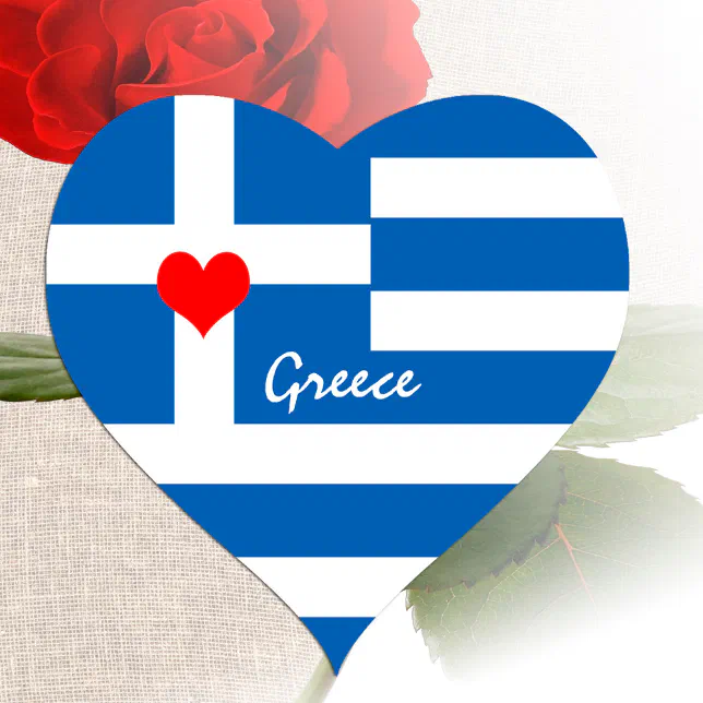 Greek flag & Heart - Greece travel/sports fans Heart Sticker | Zazzle
