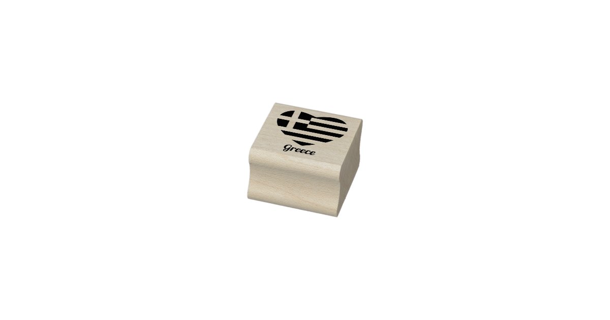 Greek Flag Heart Rubber Stamp | Zazzle