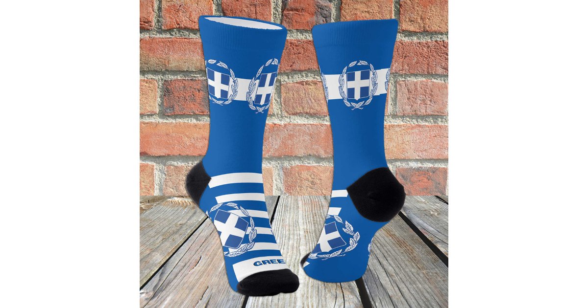 Greek Flag Socsk, Patriotic, Sustainable Greece Socks | Zazzle
