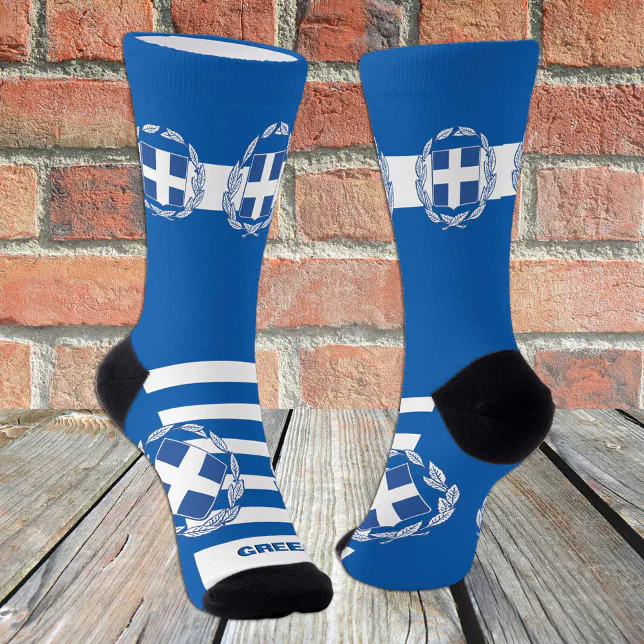 Greek Flag Socsk, Patriotic, Sustainable Greece Socks | Zazzle