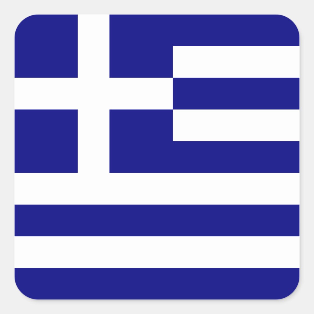 Greek Flag Square Sticker | Zazzle