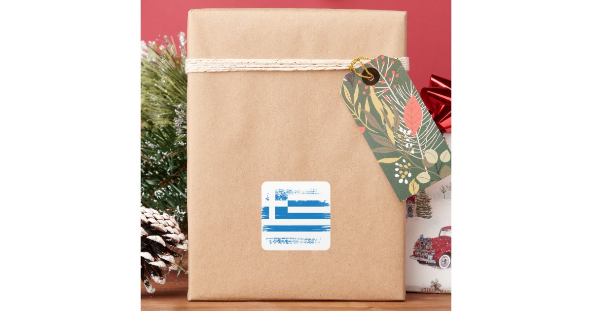 Greek flag square sticker | Zazzle