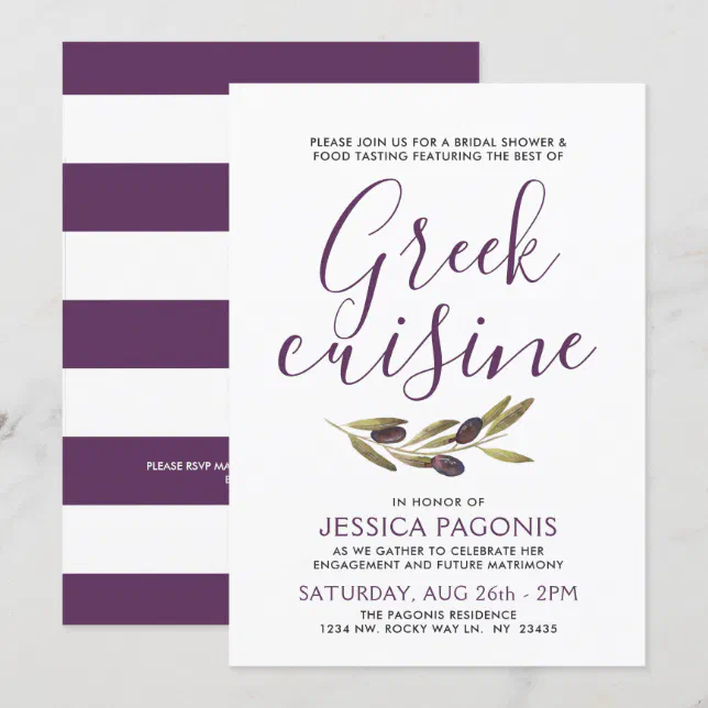 Greek Food Tasting | Bridal Shower Invite | Zazzle