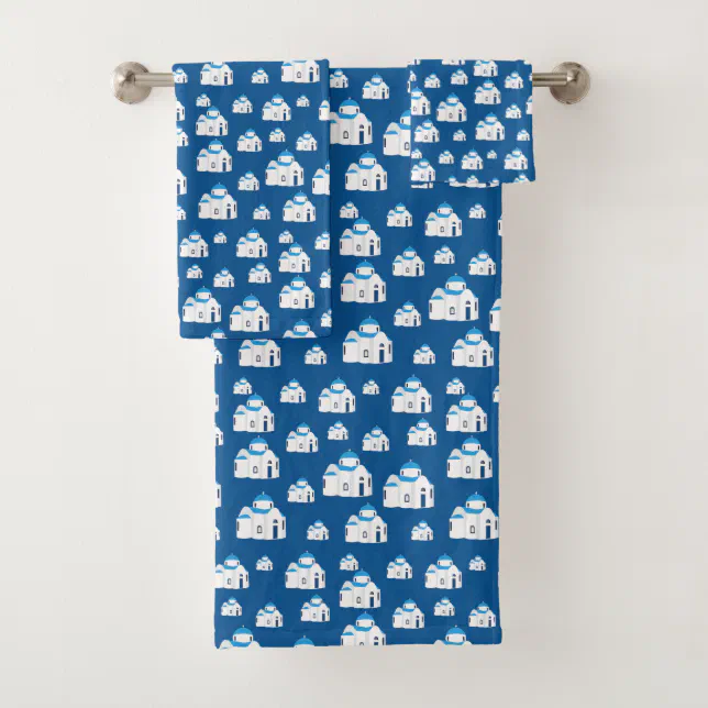 Greek Island Santorini Blue Dome Church Bath Towel Set | Zazzle