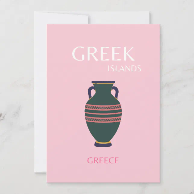 Greek Islands, Greece, Preppy, Pink Thank You Card | Zazzle