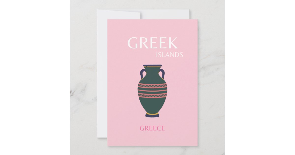 Greek Islands, Greece, Preppy, Pink Thank You Card | Zazzle