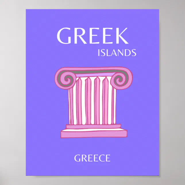 Greek Islands, Greece, Travel Art, Preppy, Purple Poster | Zazzle