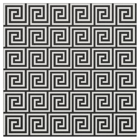 Black and White Greek Key Pattern Fabric | Zazzle