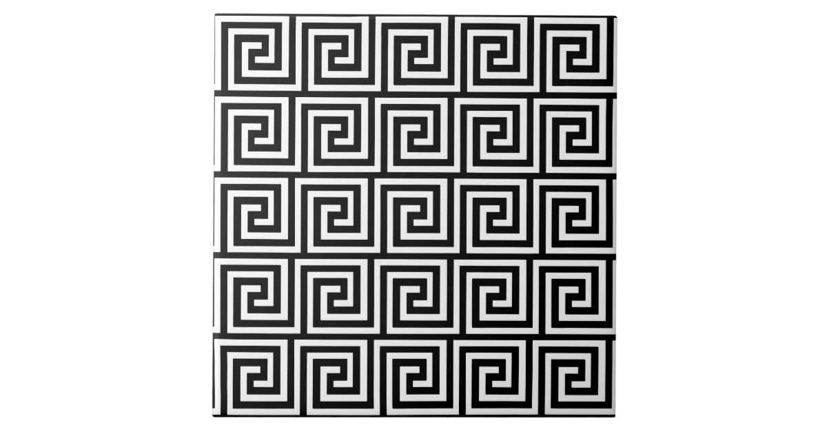 Greek Key, black and white Tile | Zazzle