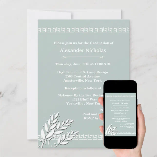 Greek Key Borders (Choose Your Color) Invitation | Zazzle