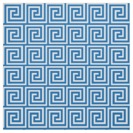 Blue Greek Key Fabric | Zazzle