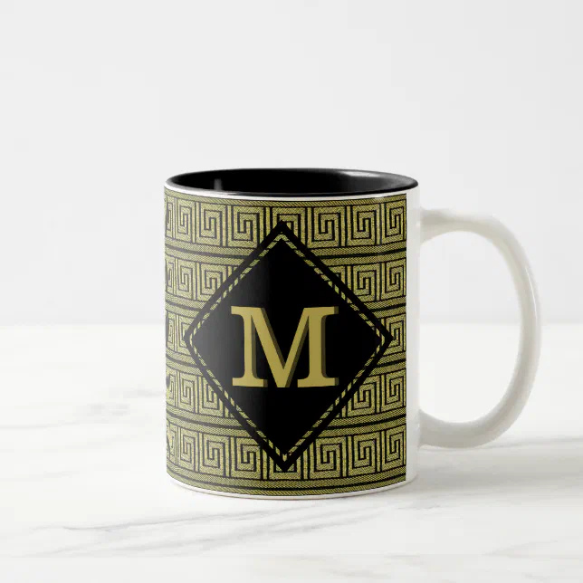 Greek Key Classic Design In Gold & Black Two-Tone Coffee Mug | Zazzle