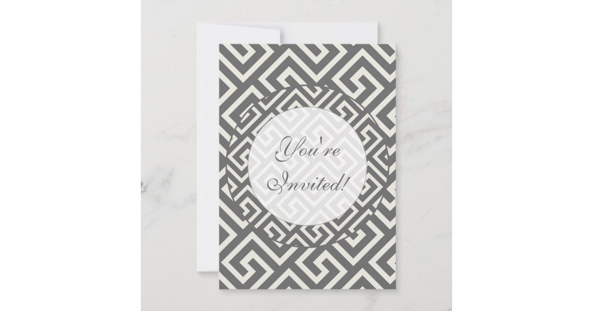 Greek Key Classic Square Swirl Pattern Invitation | Zazzle