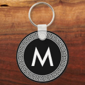 Greek Key Design Monogram Keychain | Zazzle
