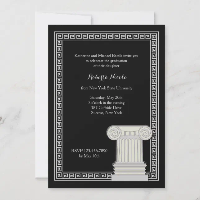 Greek Key Frame Invitation | Zazzle