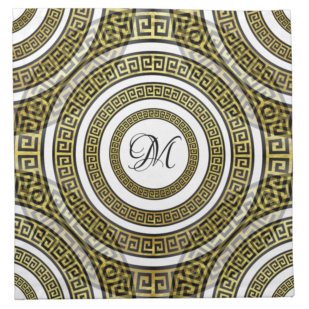 Greek Key Meander in Geometric Monogram Artdeco Cloth Napkin | Zazzle