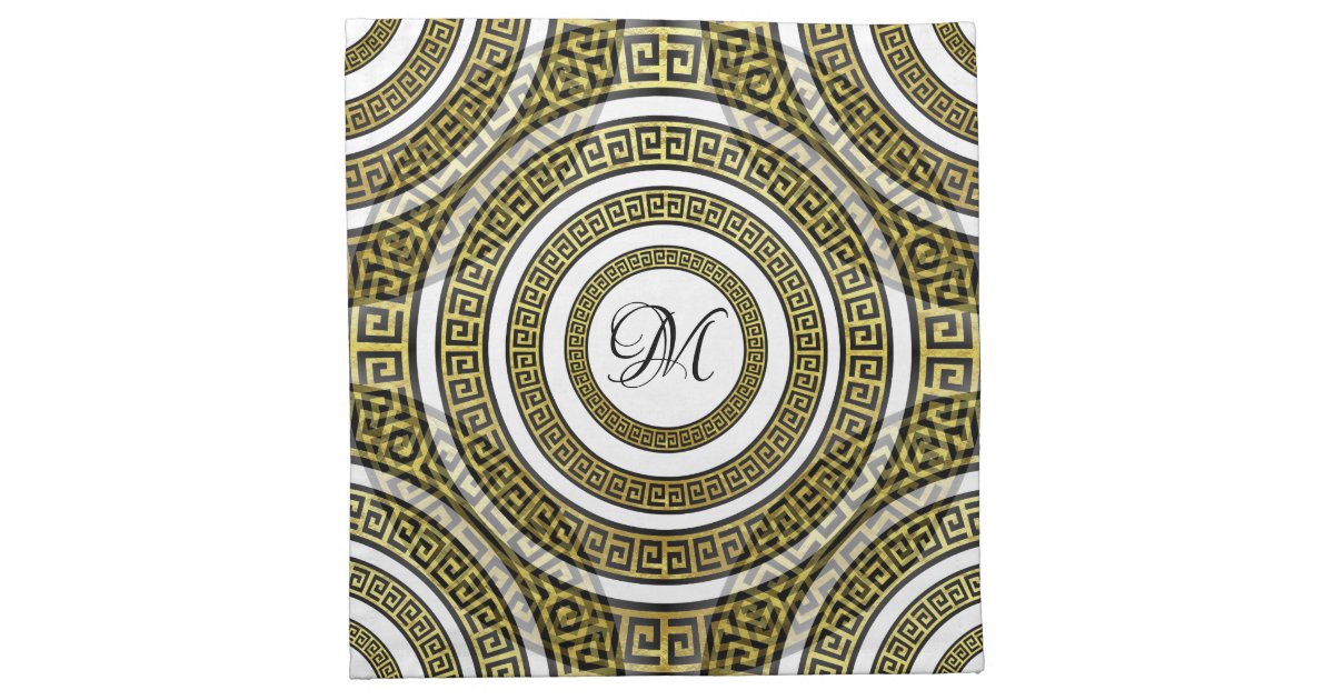Greek Key Meander in Geometric Monogram Artdeco Cloth Napkin | Zazzle