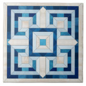 Greek Key Mosaic - Travertine and Blue Marble Ceramic Tile | Zazzle