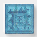 Greek Key Ornament - Greek Meander - Blue Marble Wooden Box Sign | Zazzle