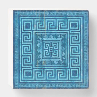 Greek Key Ornament - Greek Meander - Blue Marble Wooden Box Sign | Zazzle