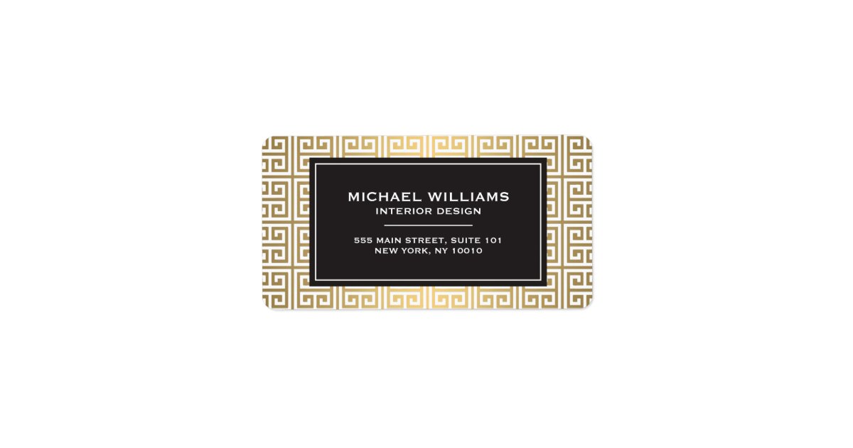 Greek Key Pattern in Faux Gold/White Address Label | Zazzle