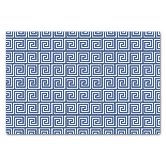 Greek Key Pattern in Navy Blue and White Tissue Paper | Zazzle.com