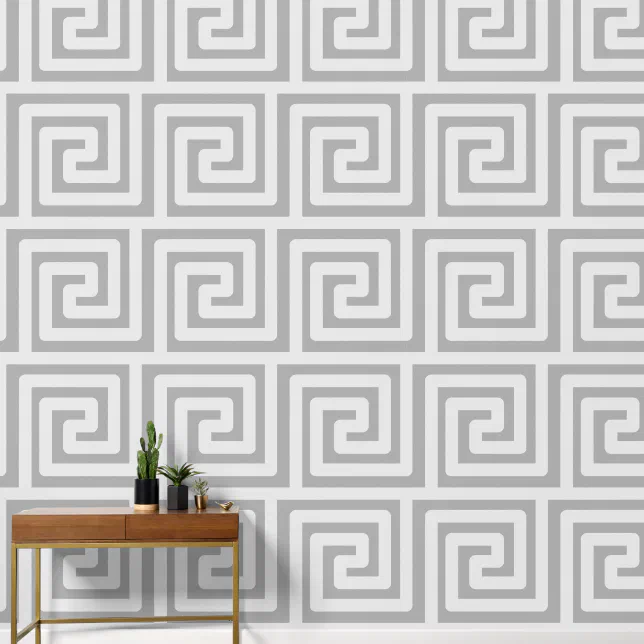 Greek Key Pattern Simple Minimalist Modern Gray Wallpaper | Zazzle