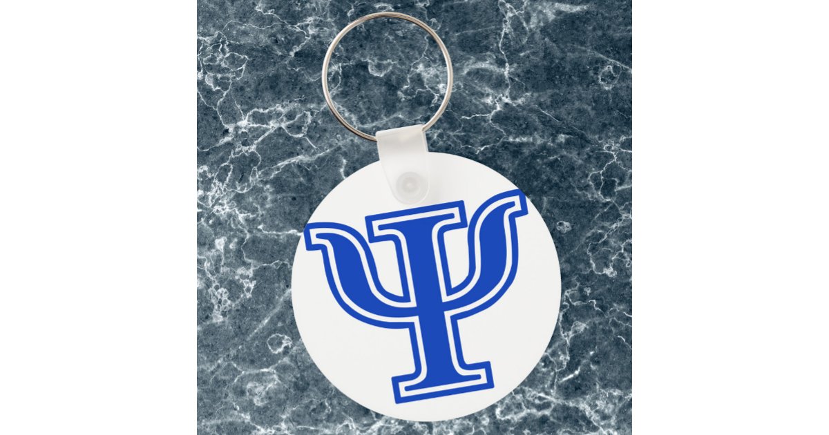 Greek Letter Psi Blue Monogram Initial Keychain | Zazzle