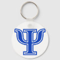 Greek Letter Psi Blue Monogram Initial Keychain | Zazzle
