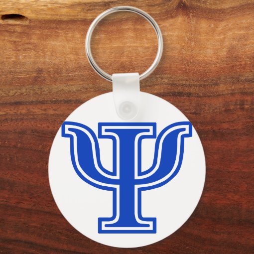 Greek Letter Psi Blue Monogram Initial Keychain | Zazzle