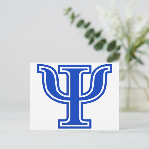 Greek Letter Psi Blue Monogram Initial Postcard | Zazzle