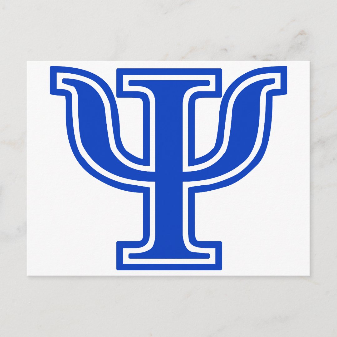 Greek Letter Psi Blue Monogram Initial Postcard | Zazzle