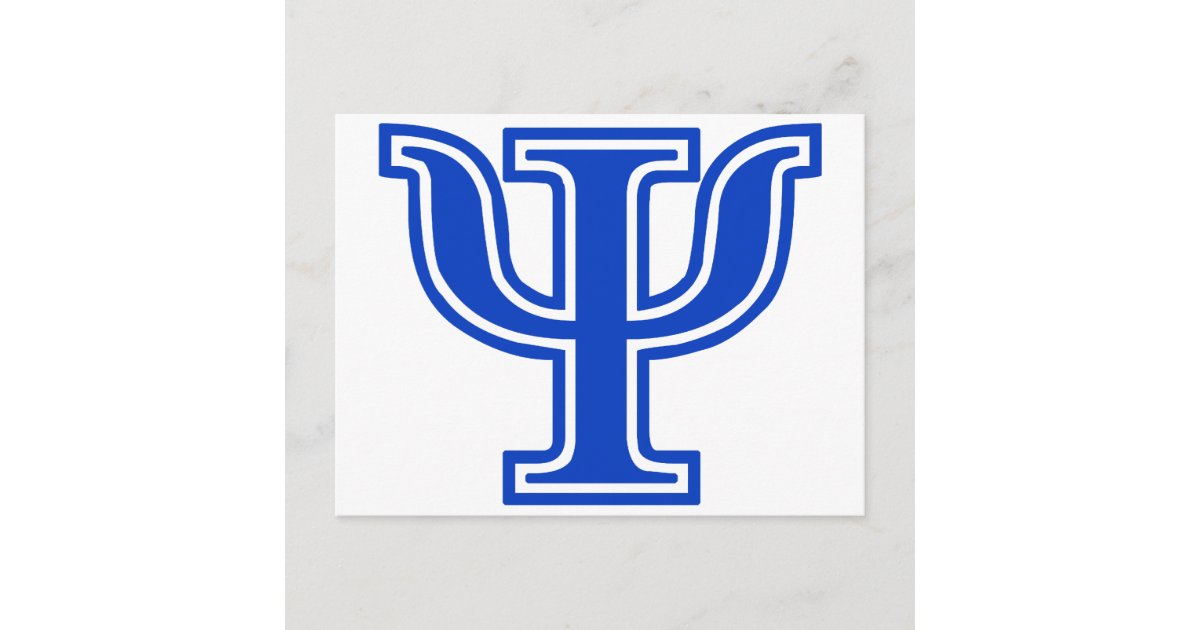 Greek Letter Psi Blue Monogram Initial Postcard | Zazzle