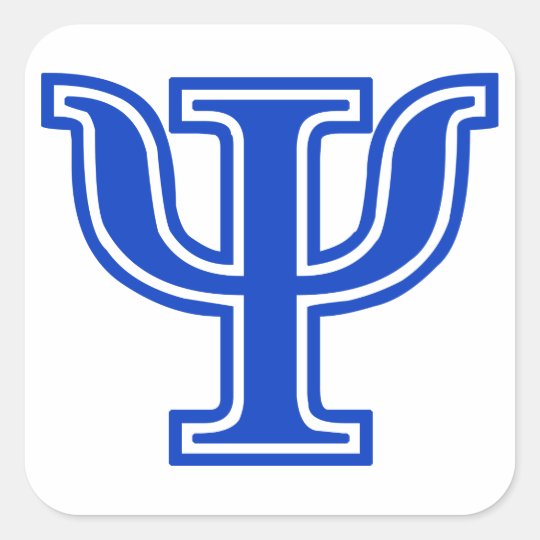 Greek Letter Psi Blue Monogram Initial Square Sticker | Zazzle.com
