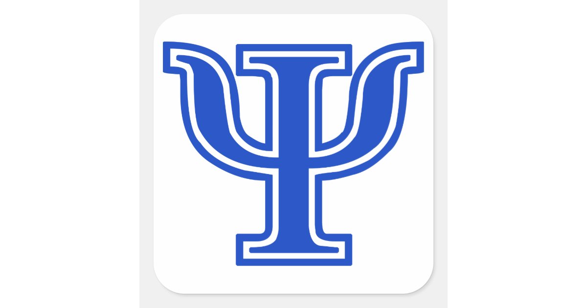 Greek Letter Psi Blue Monogram Initial Square Sticker | Zazzle