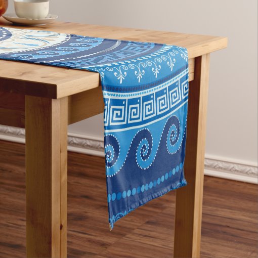 Greek Mati Mataki - Greek Evil Eye ornament Short Table Runner | Zazzle