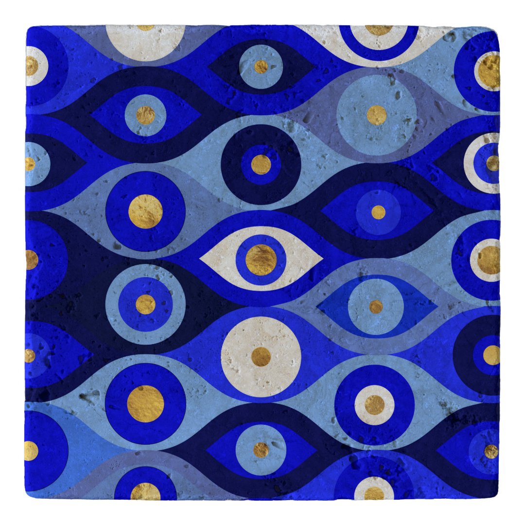 Greek Mati Mataki - Matiasma Evil Eye blues Trivet | Zazzle